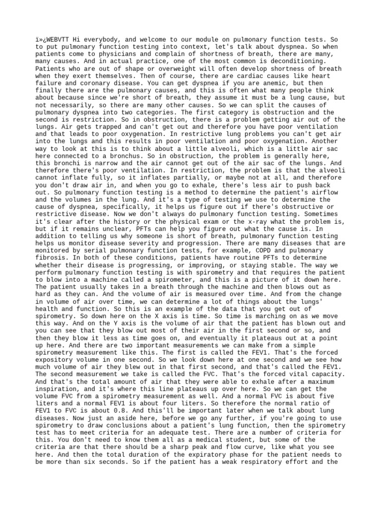 Pulmonary Function Tests Paragraphs | PDF