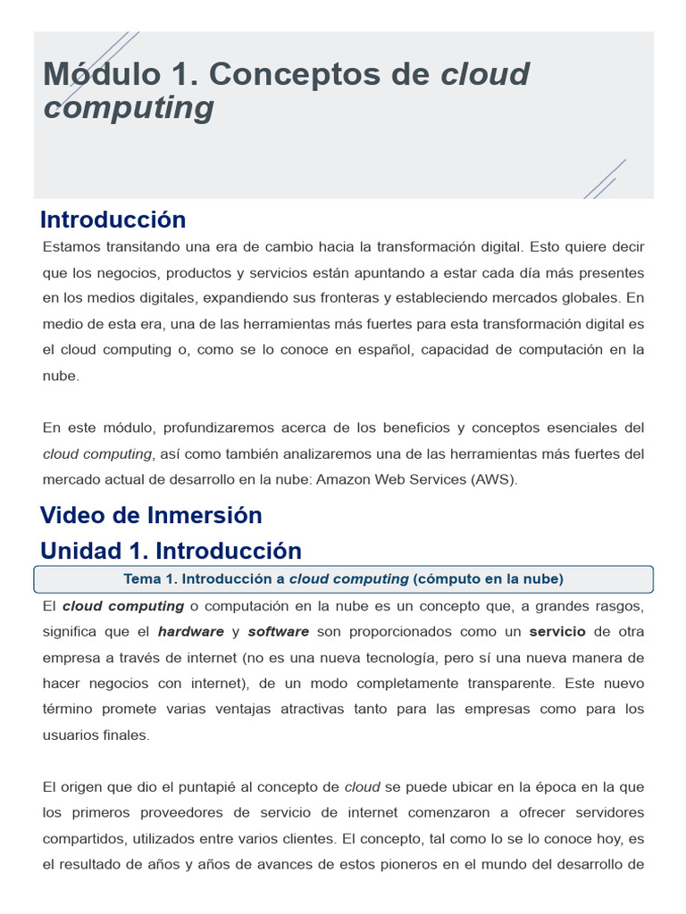 Módulo 1. Conceptos De: Cloud Computing | PDF