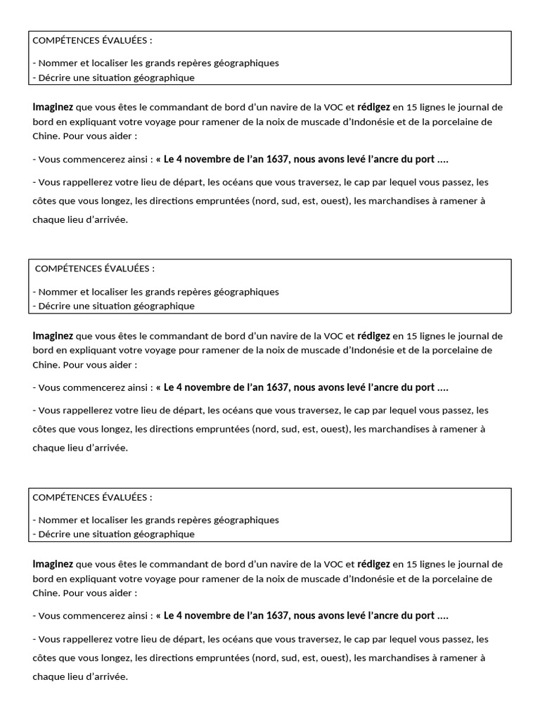 Consignes VOC- Travail Maison 2 | PDF
