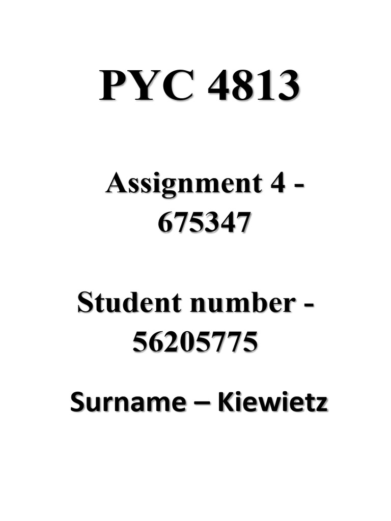 PYC 4813 Assignment 4 | PDF