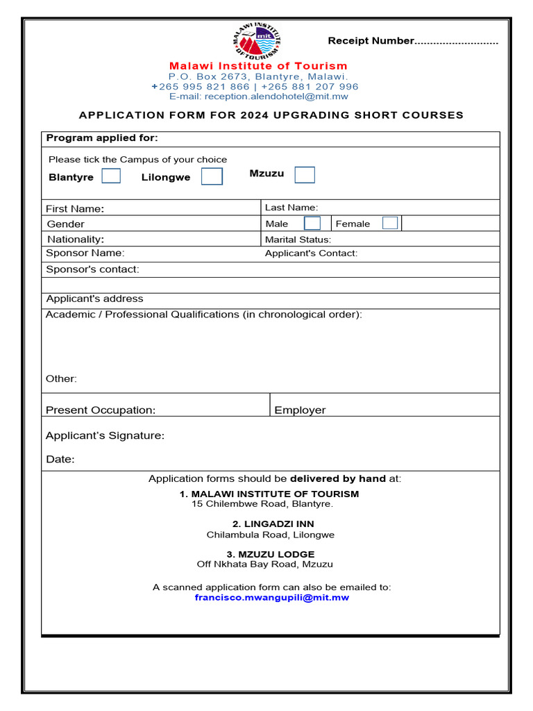 2024 Tourism Course Application Form | PDF | Social Science