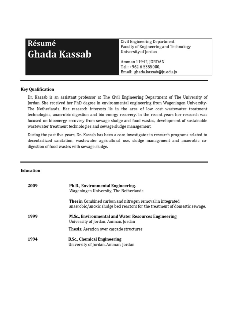 Resume Ghada Kassab 2018 | PDF