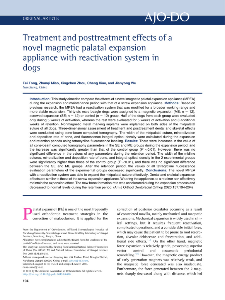Treatment and Posttreatment Effects of A Expansion Rapid Maxila | PDF ...