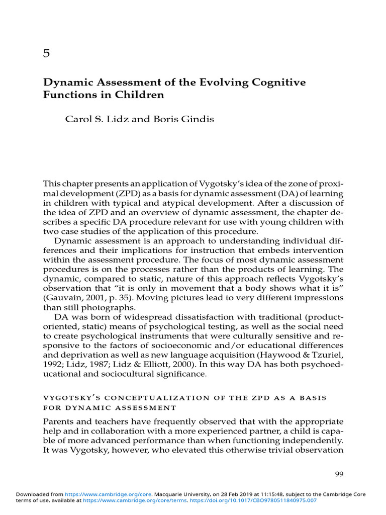 Dynamic Assessment of The Evolving Cognitive Functions in Children | PDF