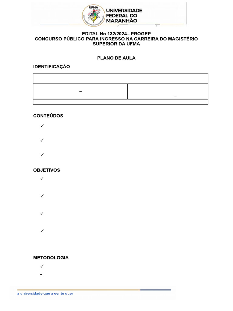 PLANO DE AULA UFMA | PDF