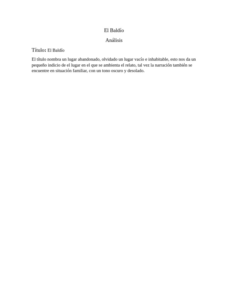 Analisis El Baldio | PDF