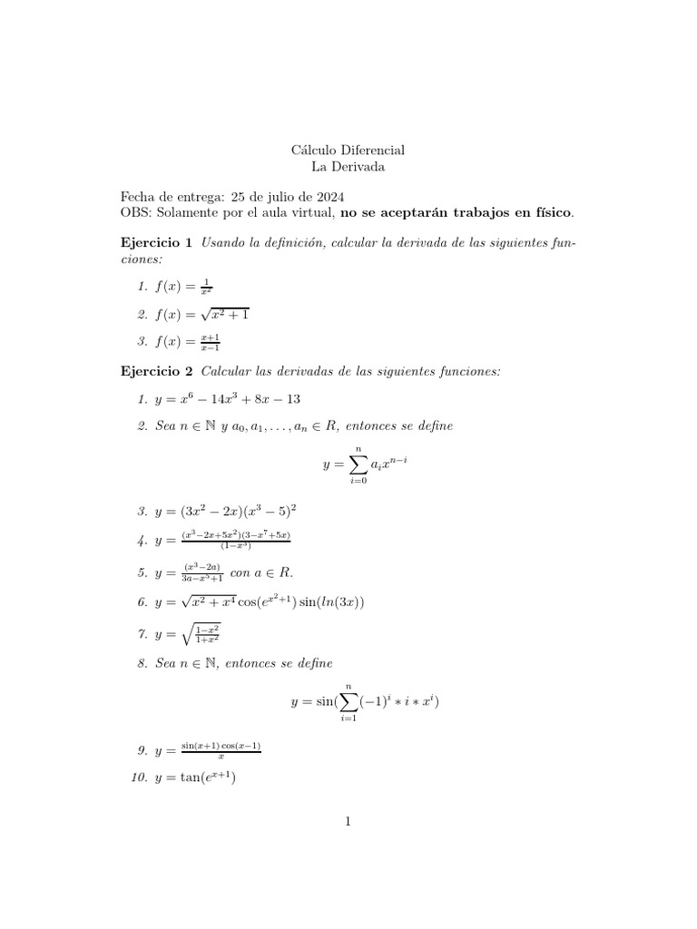 Ejercicios_derivada (1) | PDF