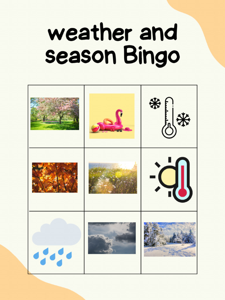 Bingo 2 Weather Bingo English Practice | PDF