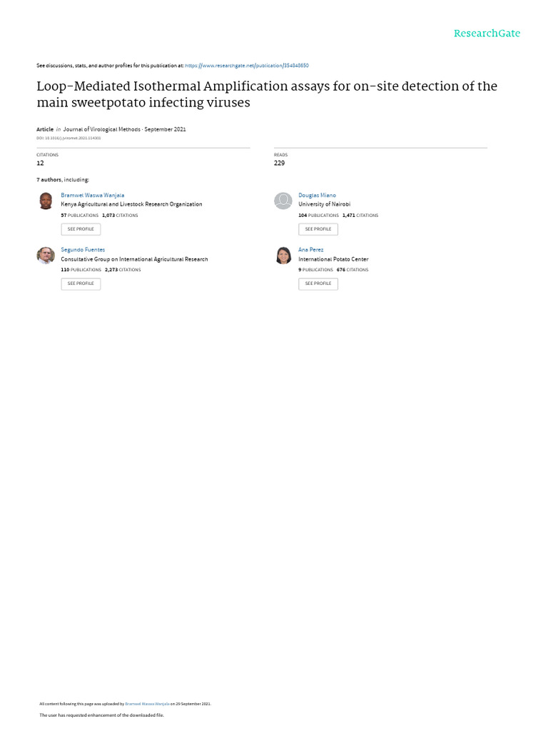 Loop Mediated Isothermal Amplification Assays For On Si - 2021 ...