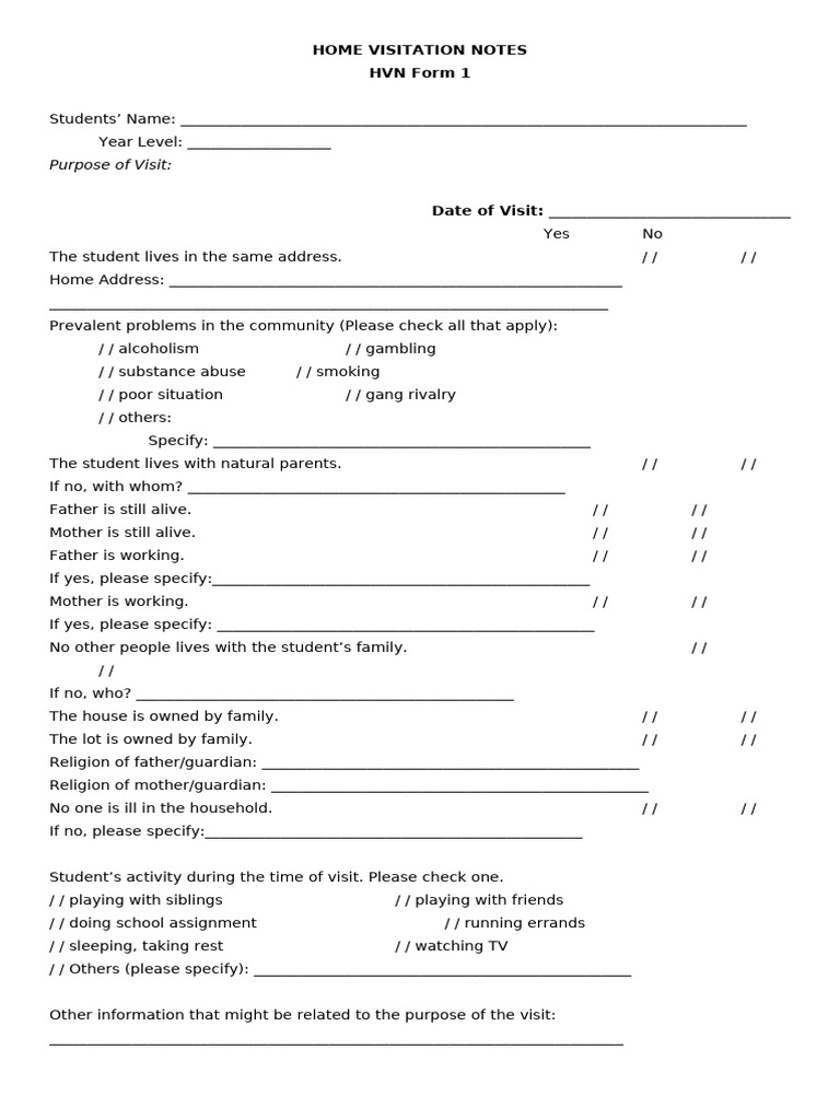 Home Visitation Notes | PDF