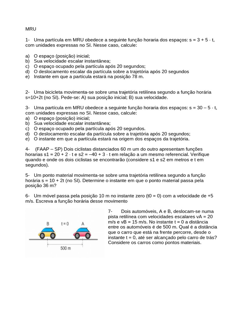 3 - MRU e MRUV | PDF
