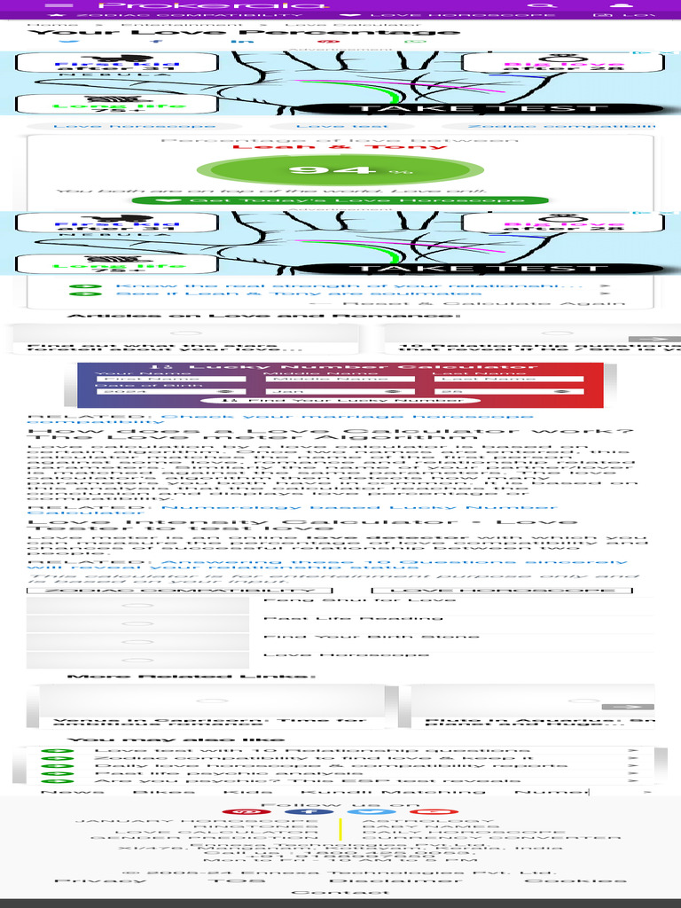 Love Calculator Love Meter To Calculate Love Percentage | PDF