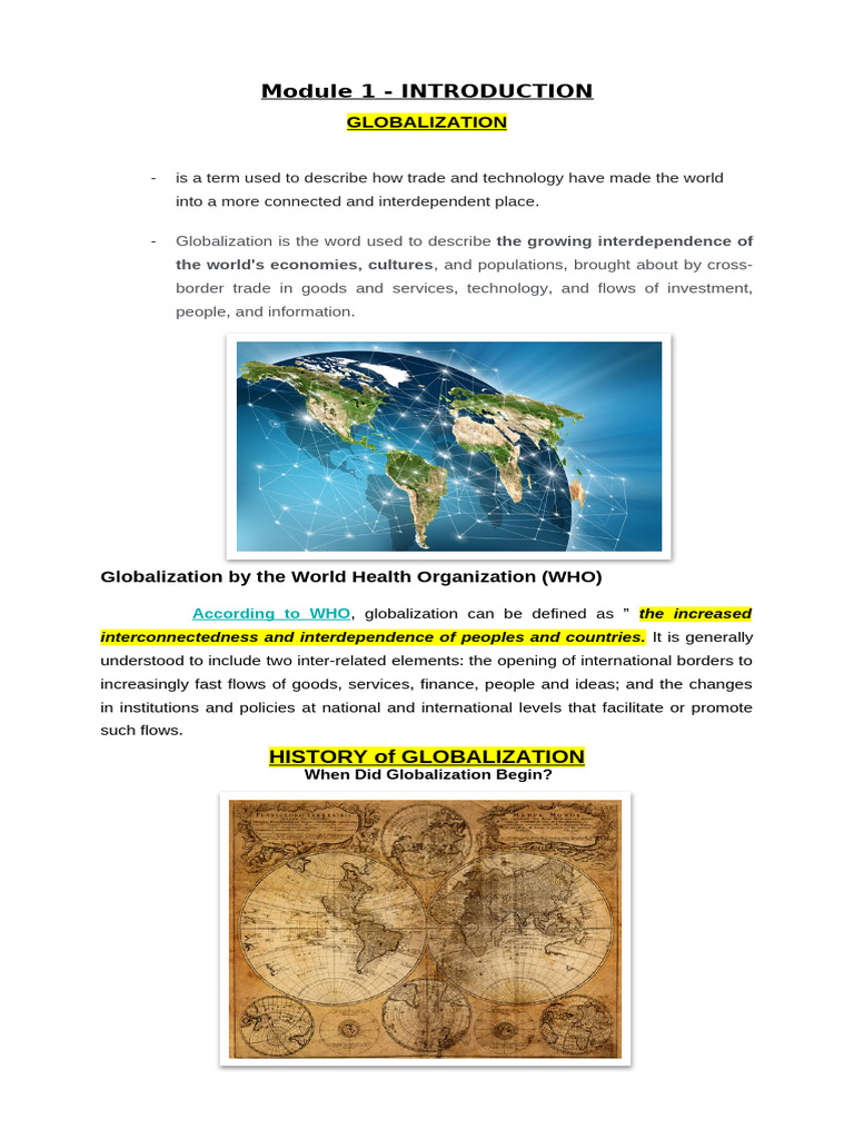 Module 1 - Introduction (GLOBALIZATION) -word (Handout for Gclassroom) | PDF