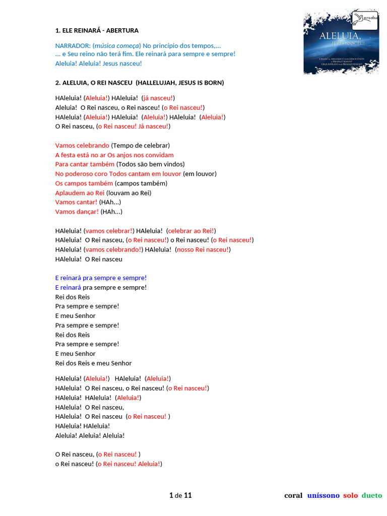 Letrário Aleluia, Jesus Nasceu! OK | PDF