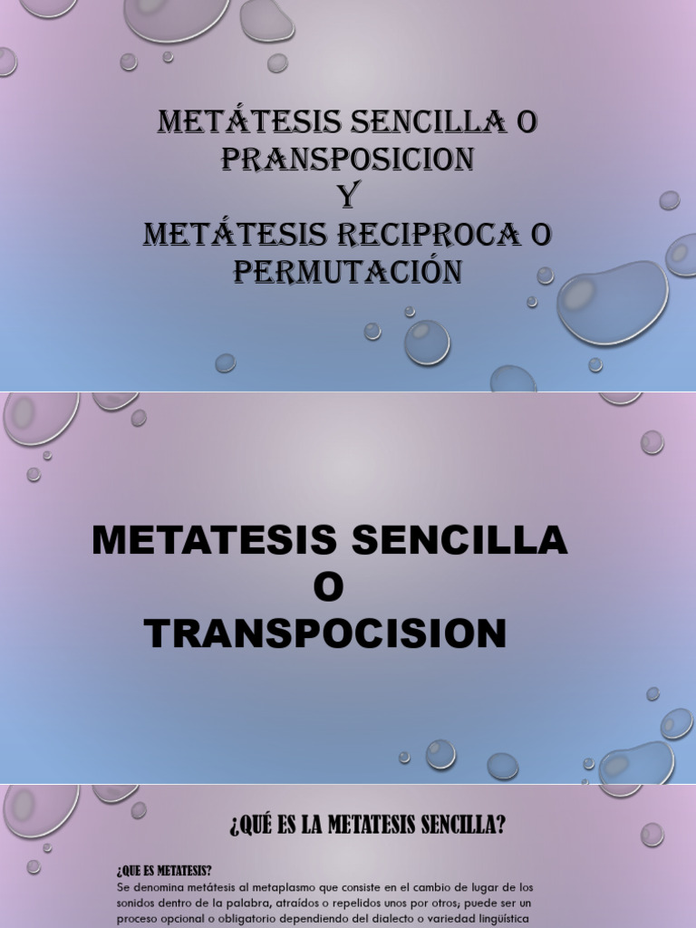 Metatesis Sencilla y Reciproca I | PDF