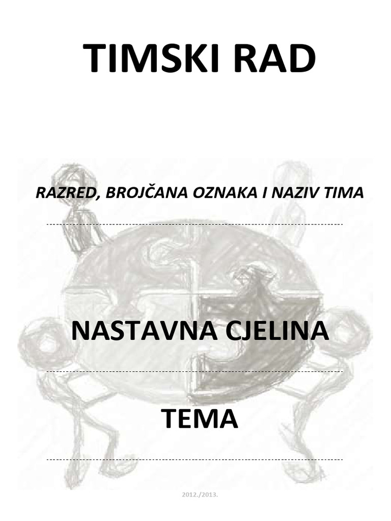 Naslovna Stranica Za Timski Rad | PDF