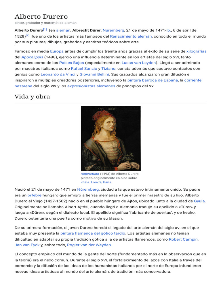 Alberto Durero - Wikipedia, La Enciclopedia Libre | PDF