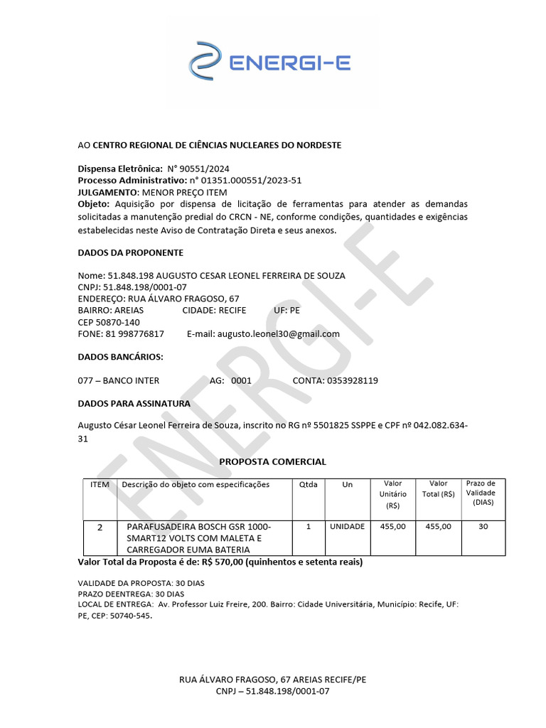 Proposta Parafusadeira Corrigida | PDF