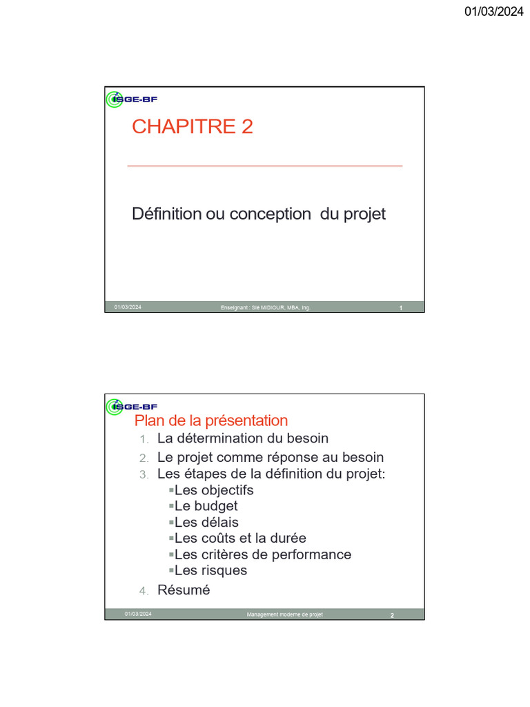 Chapitre2_Definition_Projet_MMP_01032024 | PDF