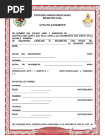 Acta de Nacimiento Huevo Editable | PDF