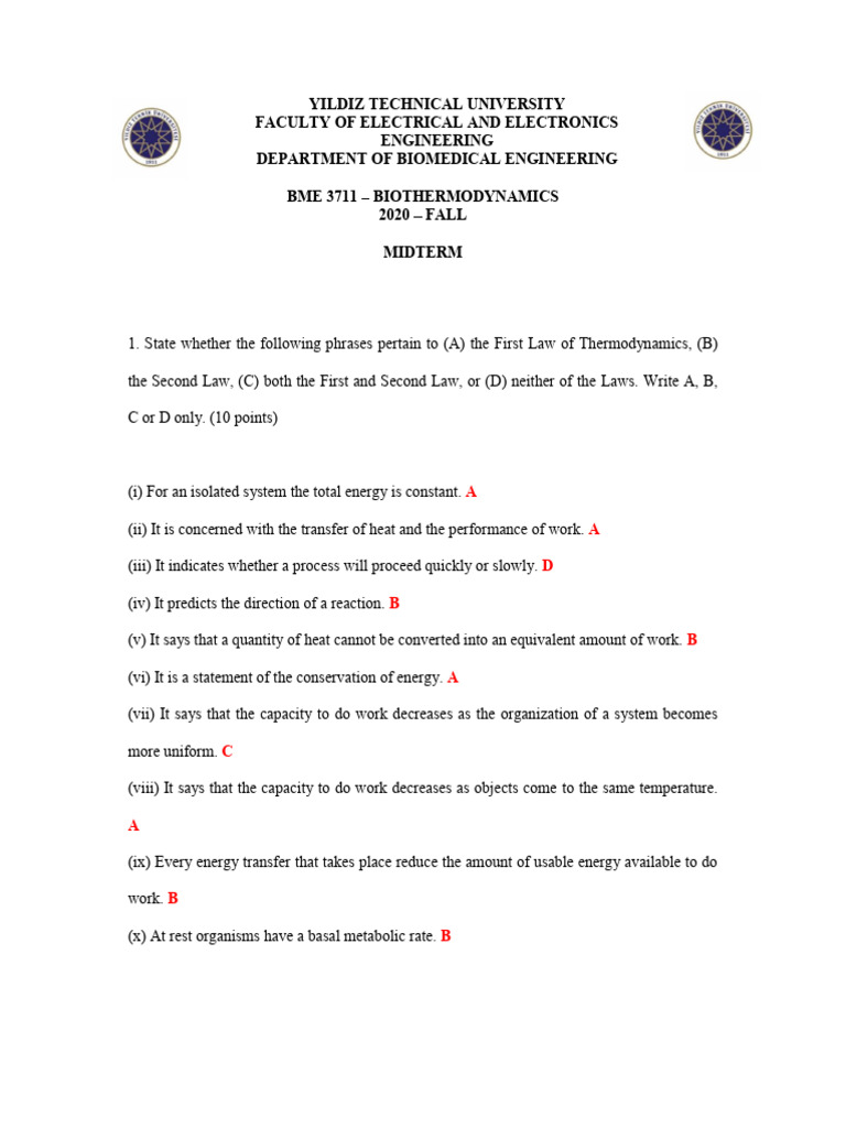 Midterm 1 - 2020 - Answer Sheet | PDF