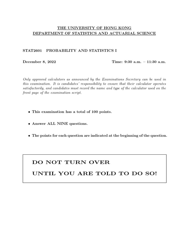 Do Not Turn Over Until You Are Told To Do So! | PDF