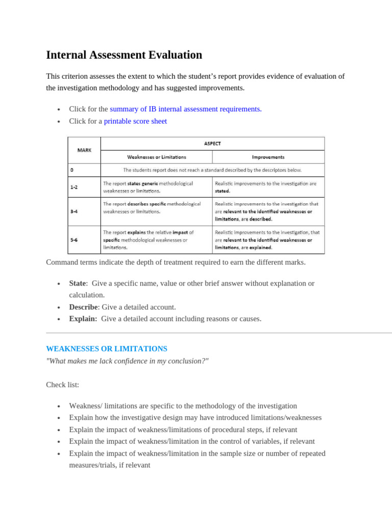 Internal Assessment Evaluation | PDF