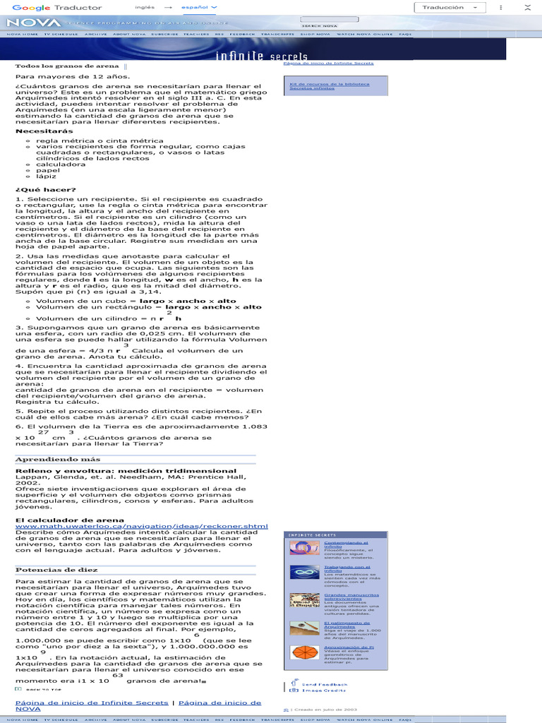 NOVA Infinite Secrets Library Resource Kit All The Grains of Sand PBS | PDF