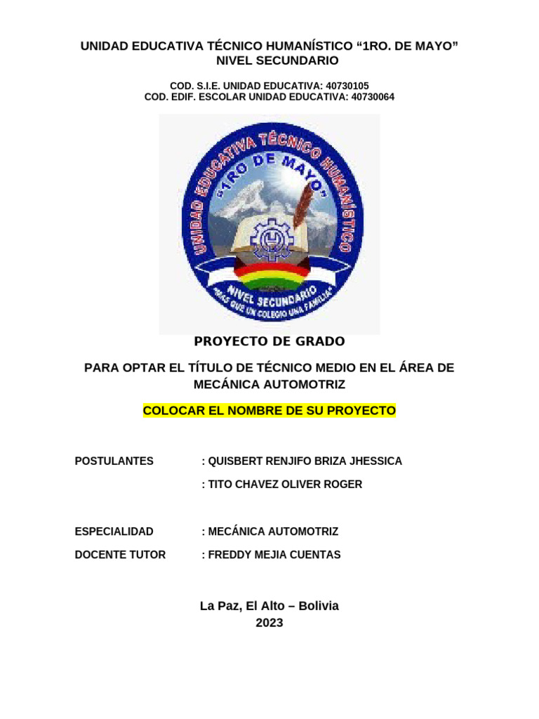 Caratula de Proyectos | PDF