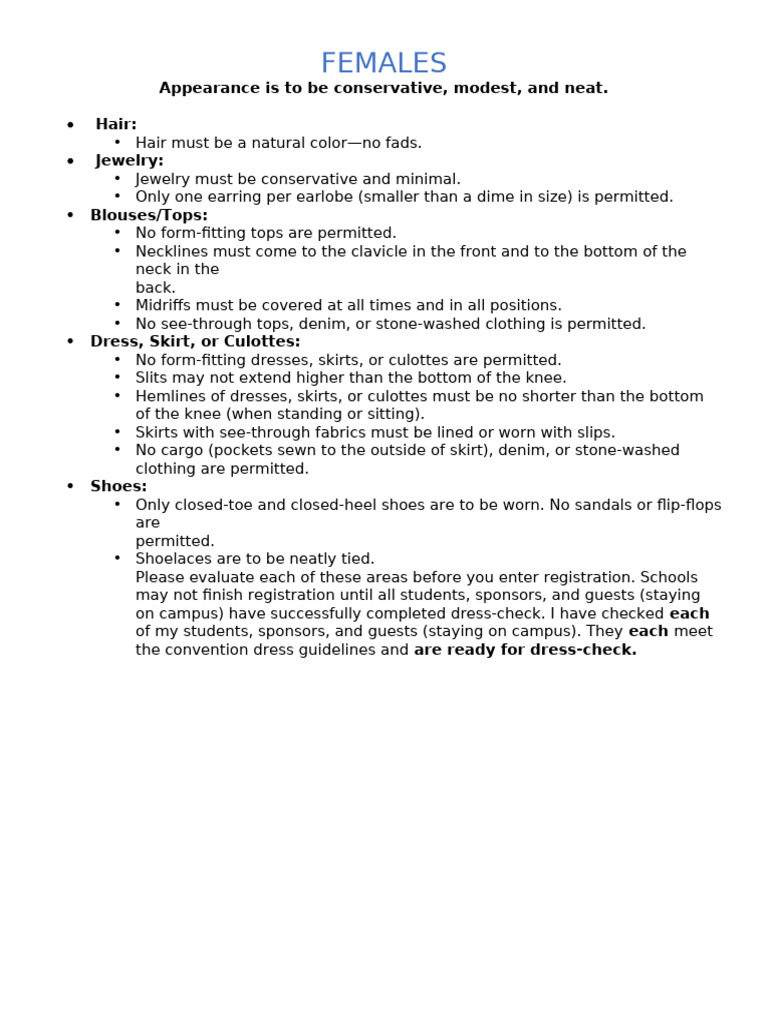 Female Dresscode 3 | PDF