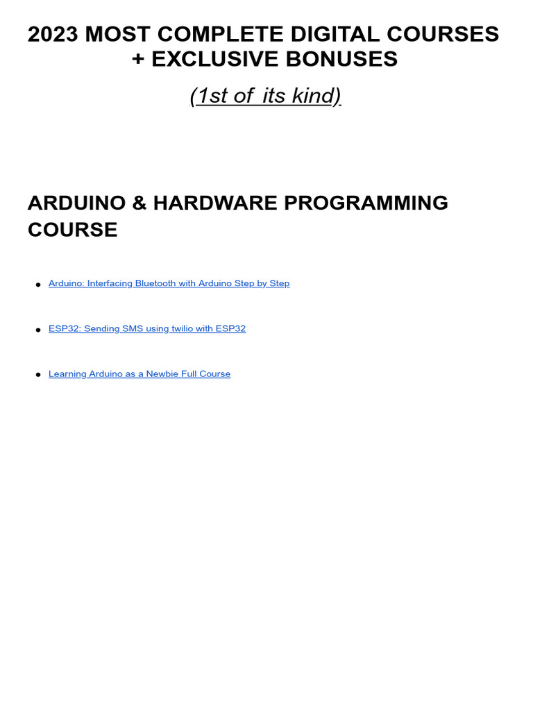 Arduino & Hardware Programming Course | PDF
