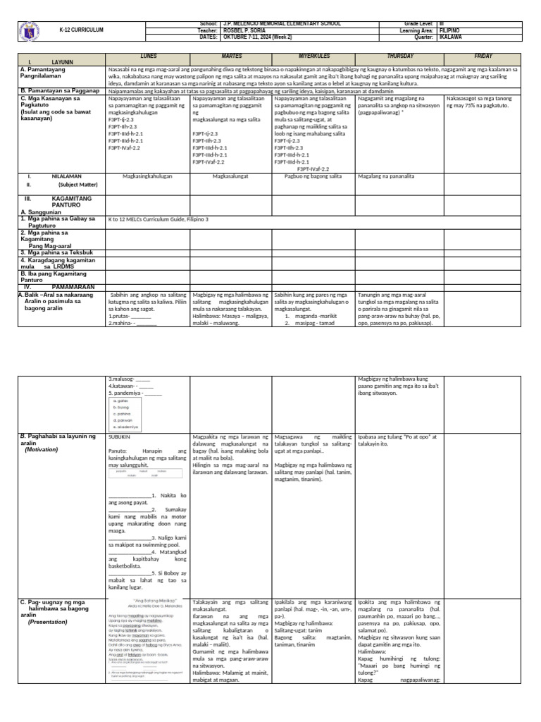 DLL-Q1 - FIL4 - Week 2 - Final | PDF