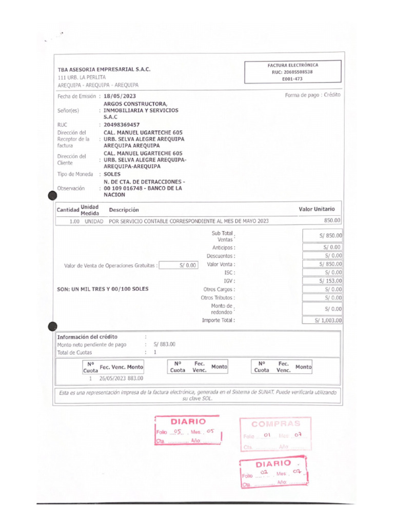 01.factura E001-473 | PDF