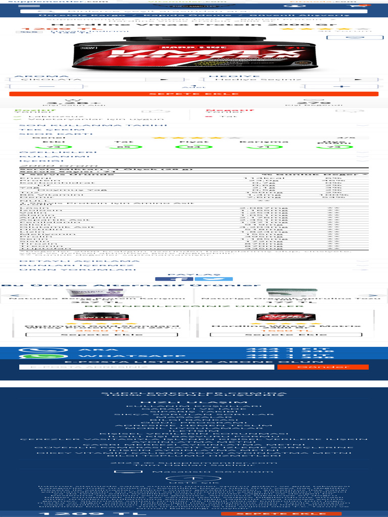 Hardline Vmax Protein 2000 GR Supplementler | PDF
