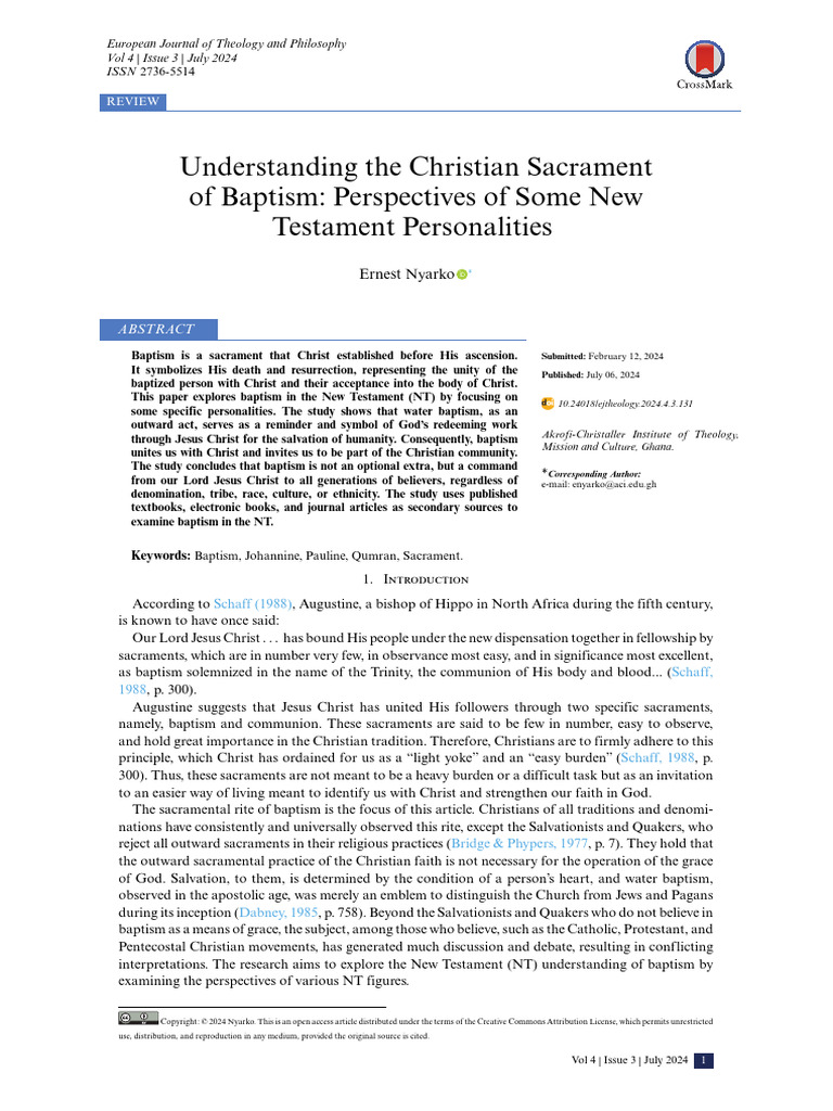 Understanding The Christian Sacrament of Baptism P | PDF