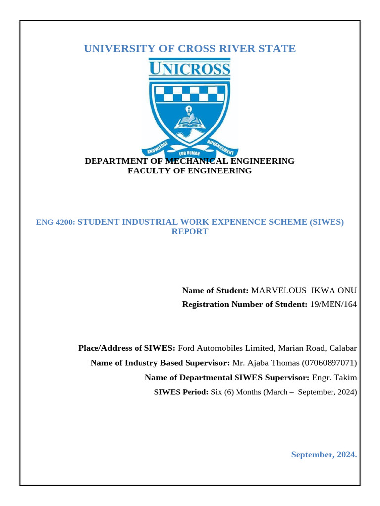 SIWES REPORT FORMAT | PDF