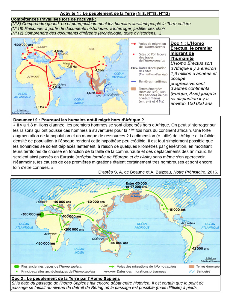 Activit S Th1 PR Histoire LC | PDF