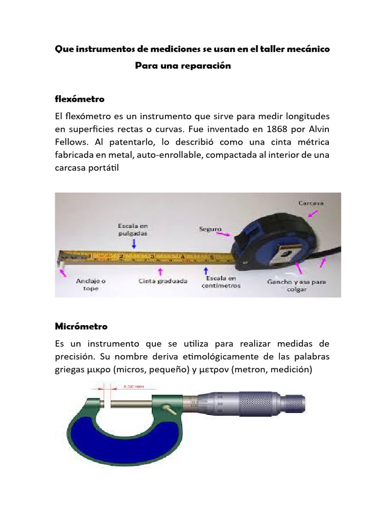 Que Instrumentos de Mediciones Se Usan en El Taller Mecánico | PDF