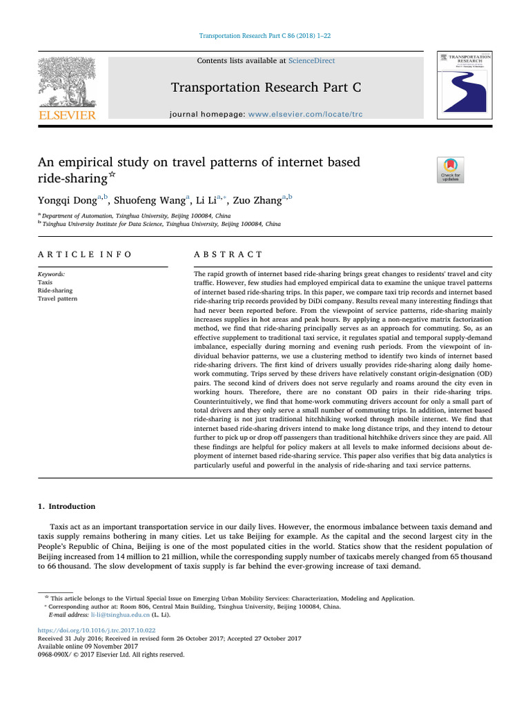 Dong Et Al 2018-Internet Based Ride Sharing | PDF