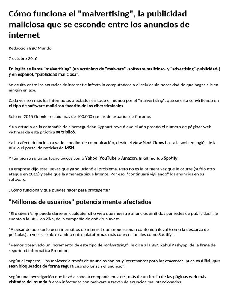 Cómo Funciona El - Malvertising | PDF