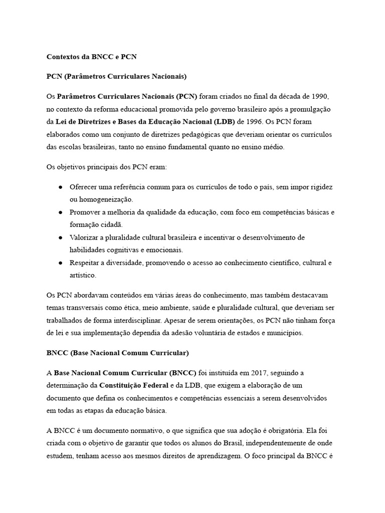 BNCC X PCN | PDF