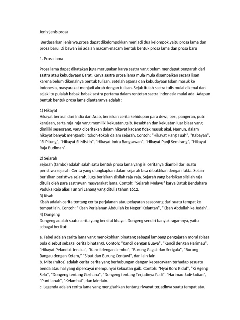 Jenis-Jenis Prosa | PDF