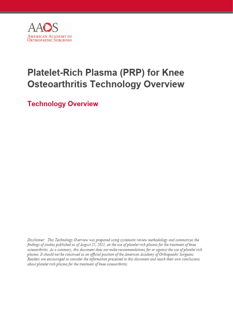 Technology Overview Prp for Knee Oa | PDF