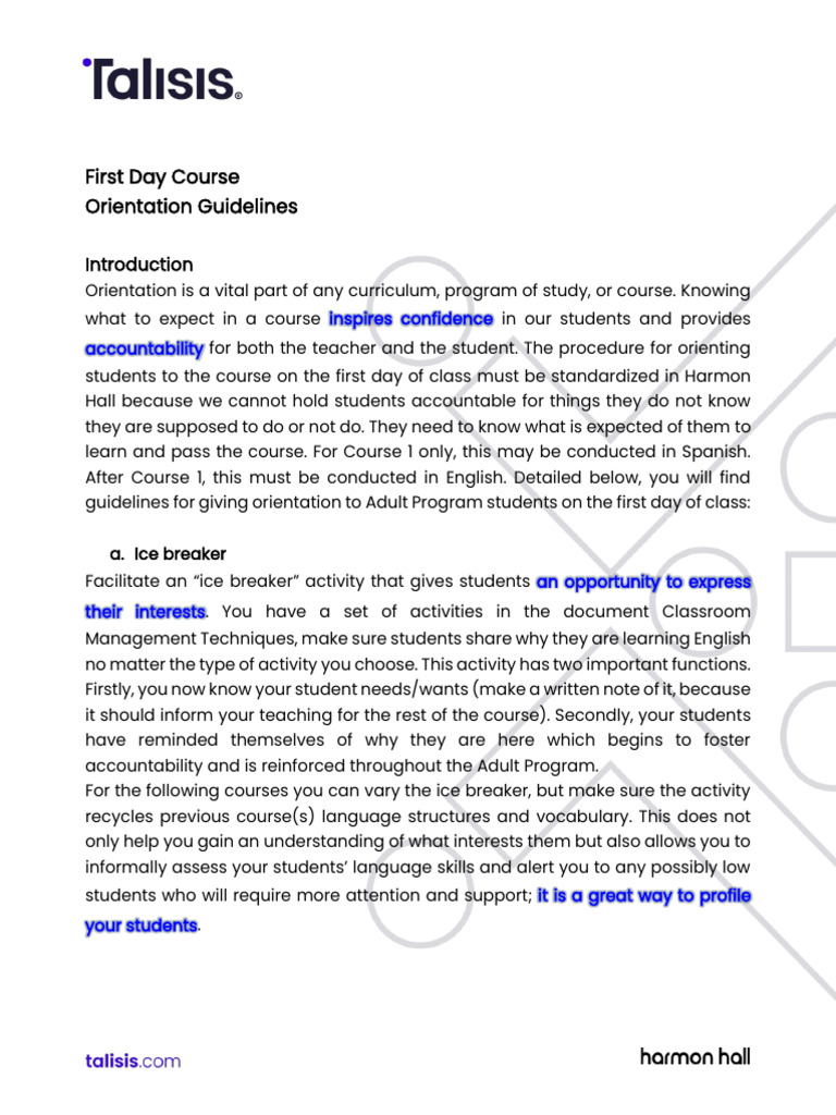 Orientation Guidelines | PDF