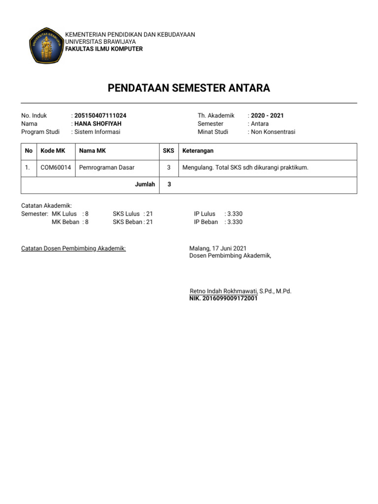 Pembayaran Semester Antara | PDF