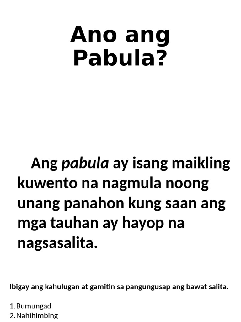 Ano Ang Pabula... Rizza gr6 | PDF