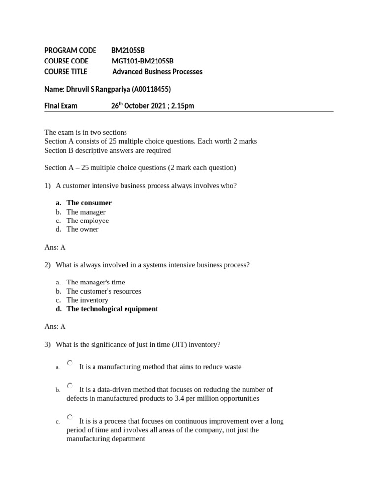 FV2021 - Final ABP Exam | PDF
