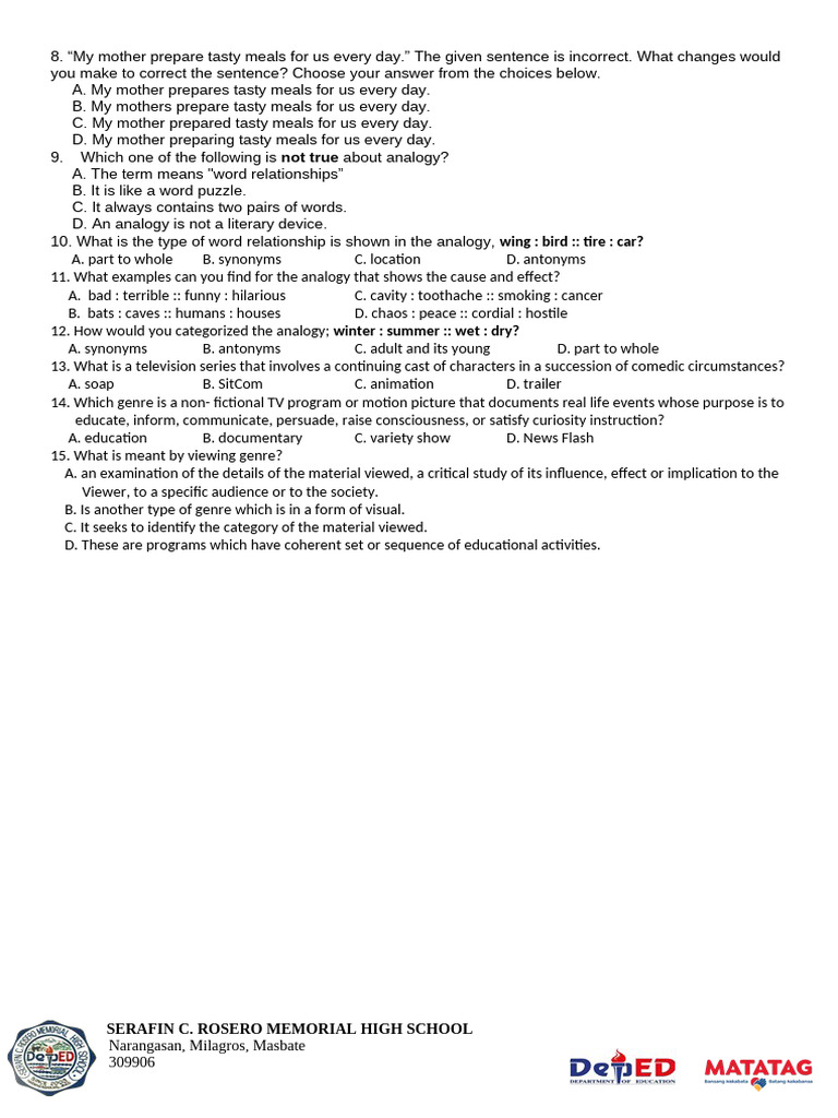 First Quarter Examination - 2 | PDF