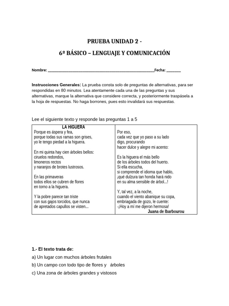 Evaluación unidad 2 | PDF