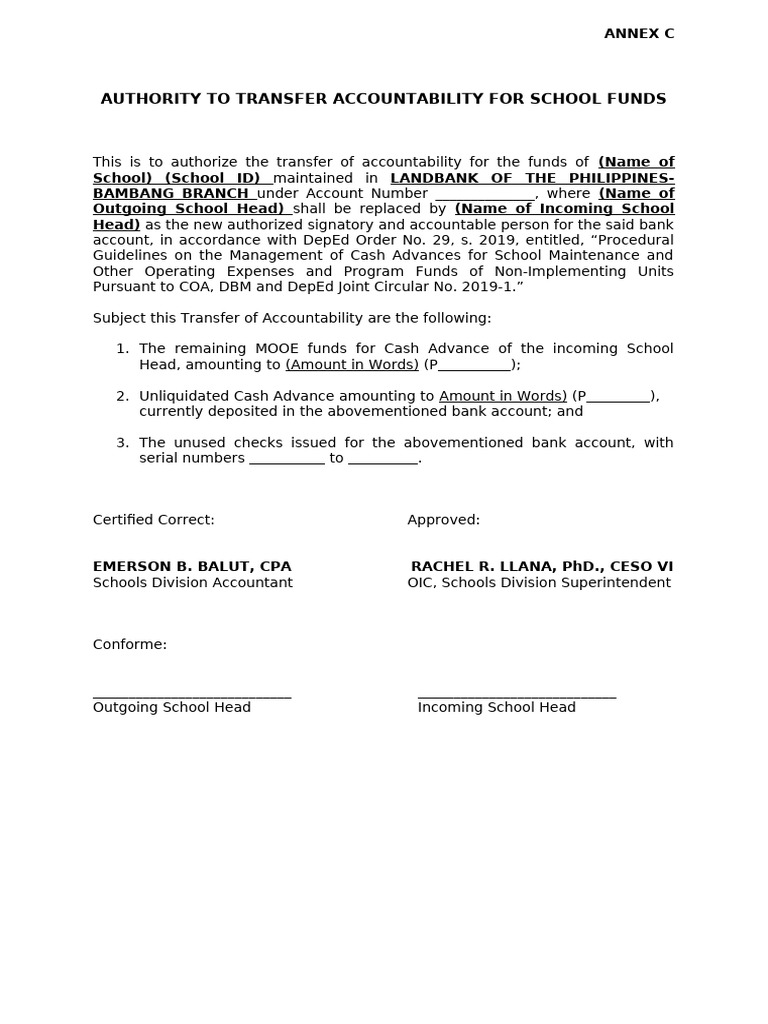 Transfer of School Fund Accountability | PDF | Finance & Money Management